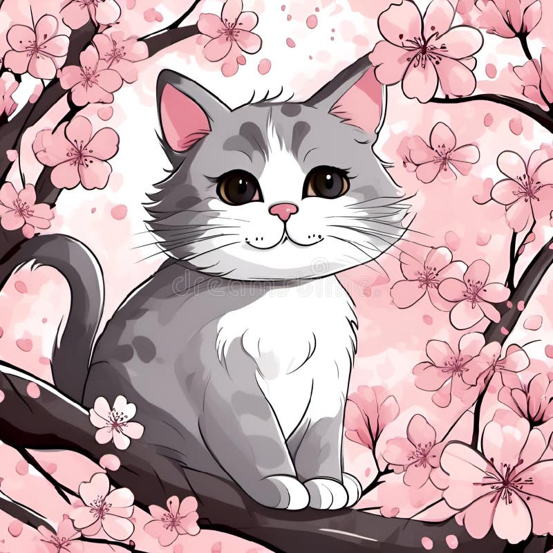 AI Generated Illustration of a Tabby Cat Perched on a Branch of ...