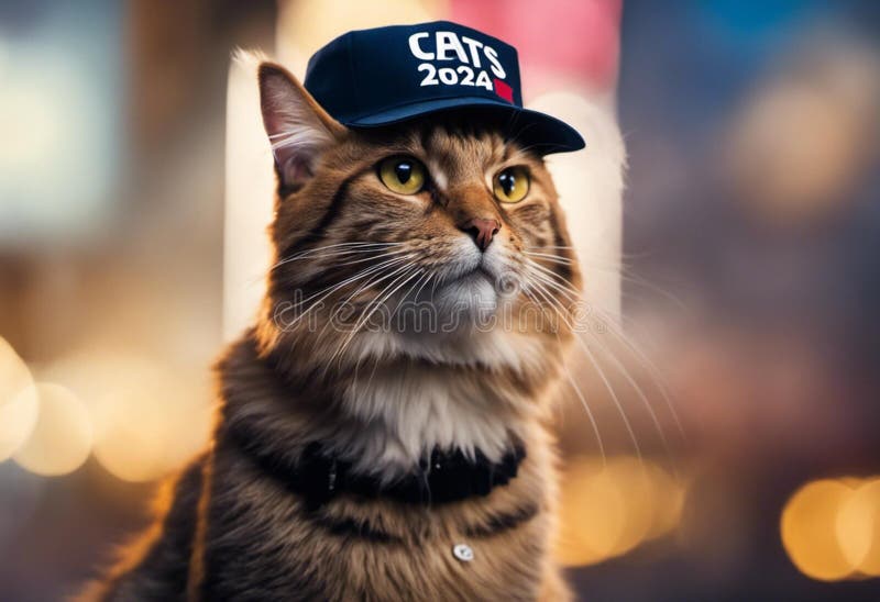AI Generated Illustration of a Tabby Cat Wearing a Cap Stock ...
