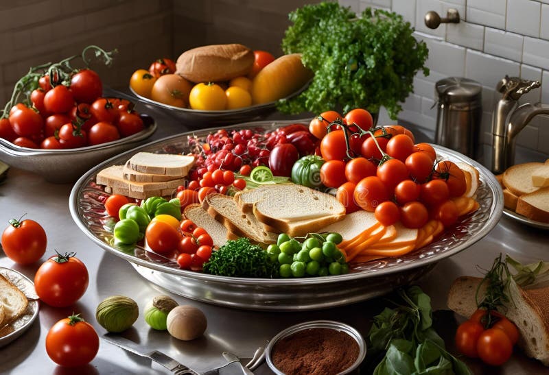 AI Generated Illustration of a Table Showcasing an Array of Delicious ...