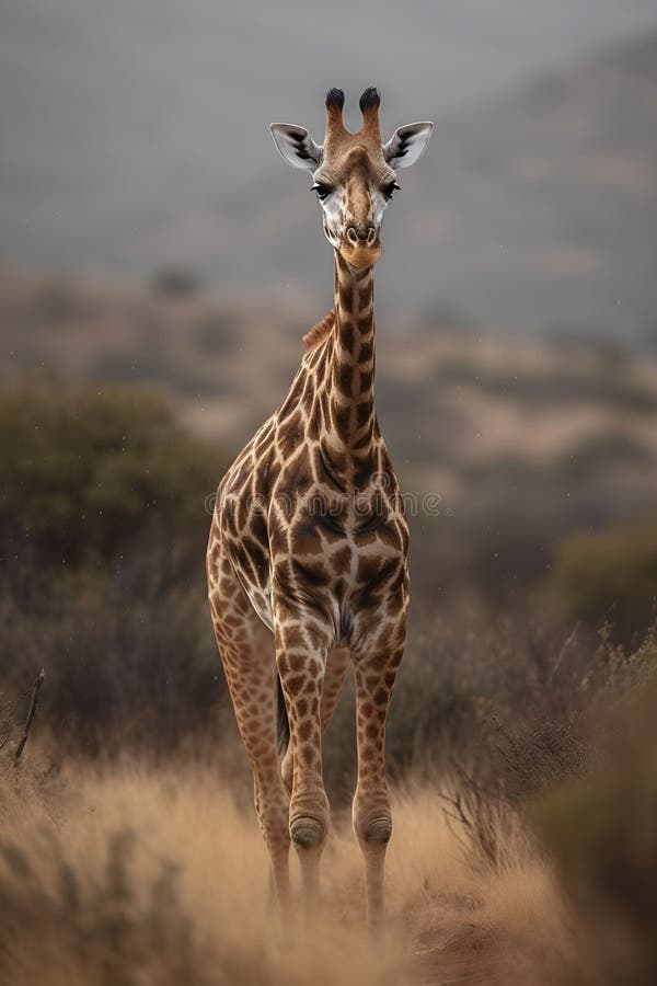 AI Generated Illustration of a Tall Giraffe Standing in the Middle of ...