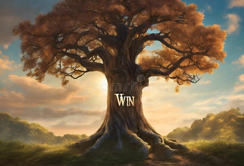 AI-generated Illustration of a Tall, Mature Tree with the Word Win ...