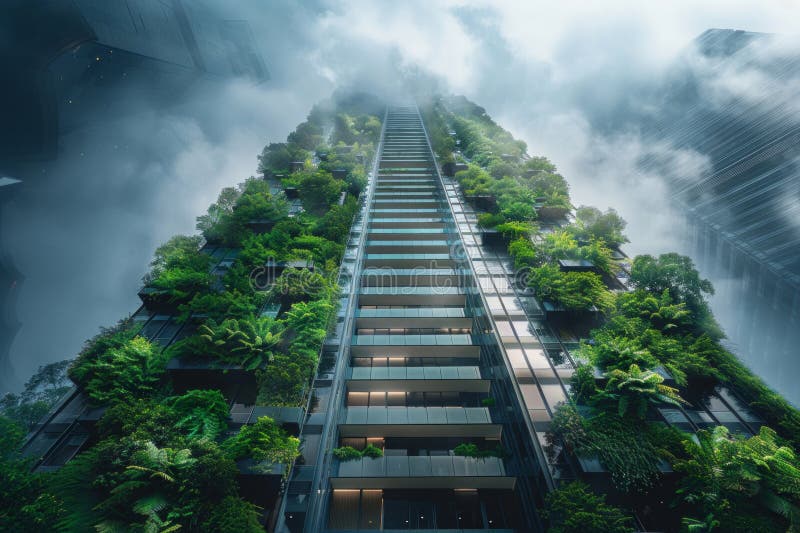 A Skyscraper with Trees in the Air Surrounded by High Rise Buildings ...