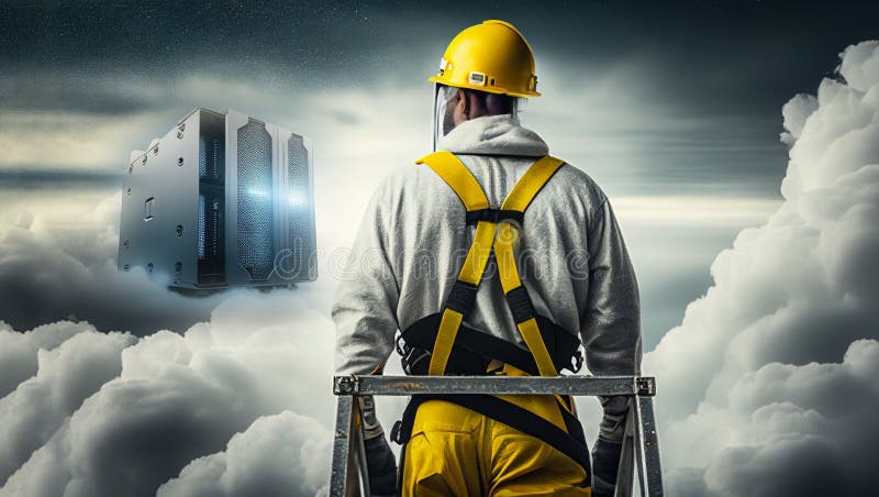 AI Generated Illustration of an it Technician Solving Cloud Server ...