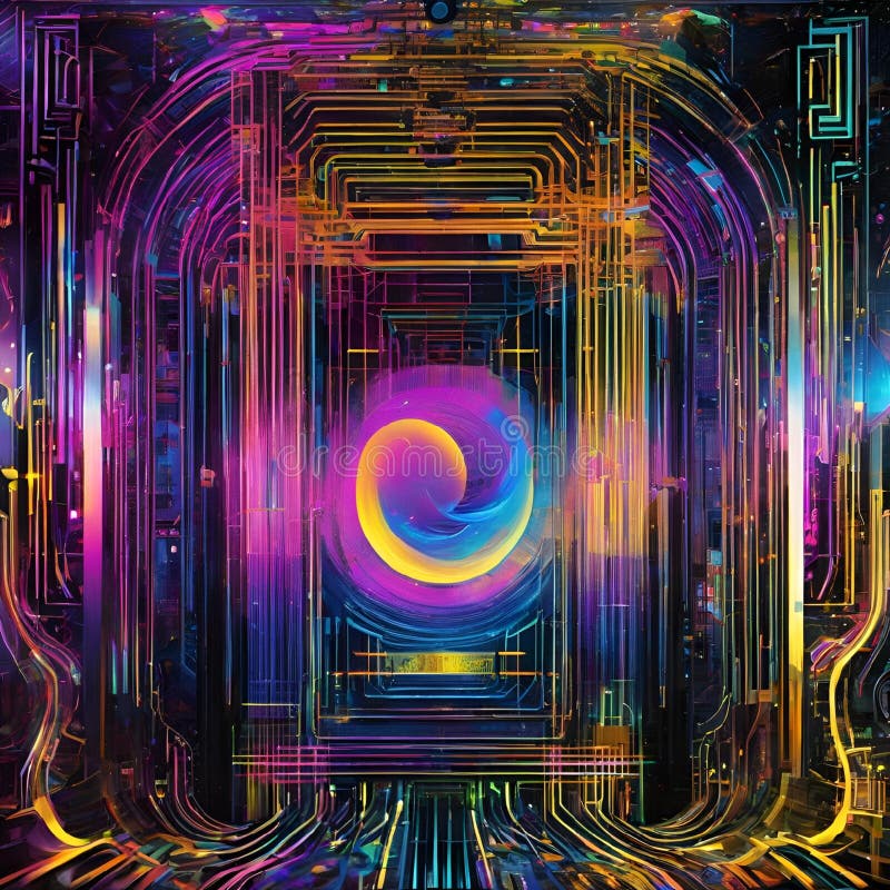 AI Generated Illustration of Technology Interface with Colorful Lines ...