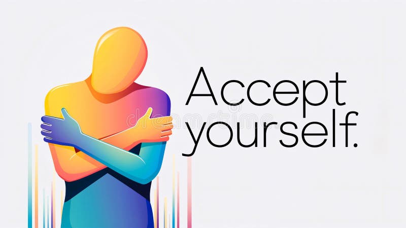 AI-generated Illustration of the Text Accept Yourself Stock Illustration - Illustration of self ...