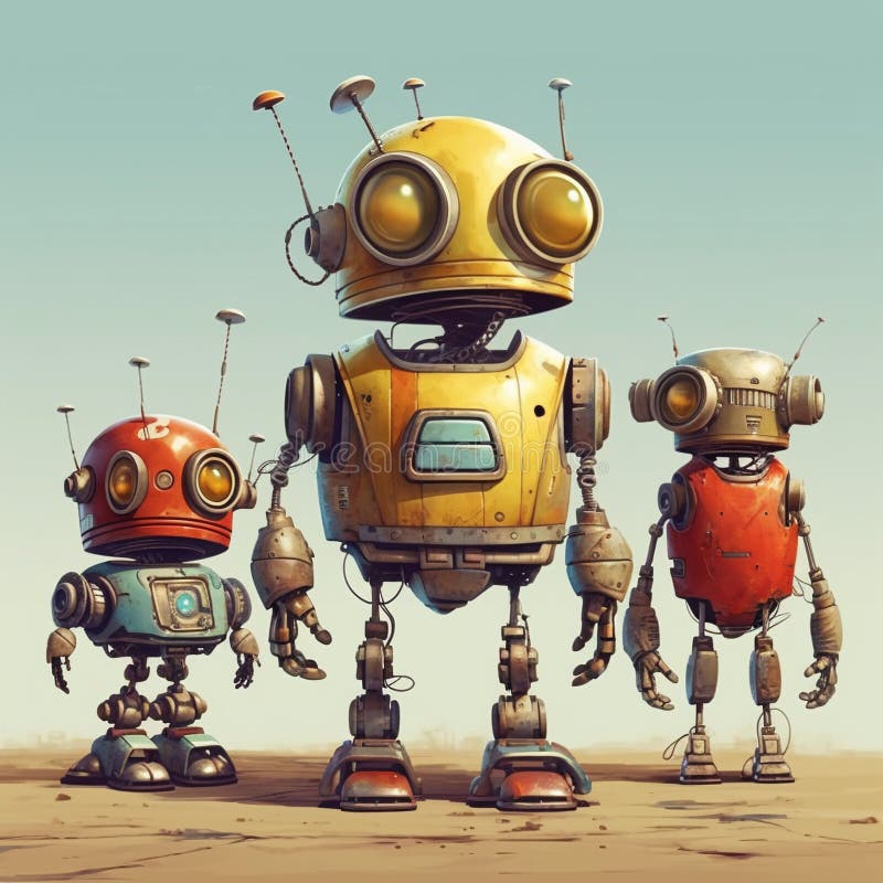 AI-generated Illustration of Three Colorful and Slightly Rusty Retro ...