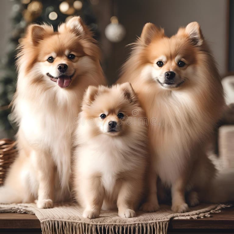 AI Generated Illustration of Three German Spitz Stock Illustration ...