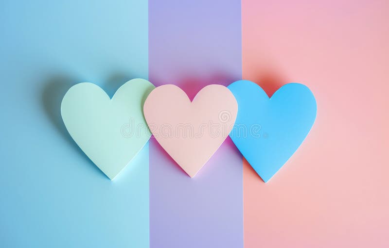 AI Generated Illustration of Three Papercut Soft Pastel Colors Hearts ...