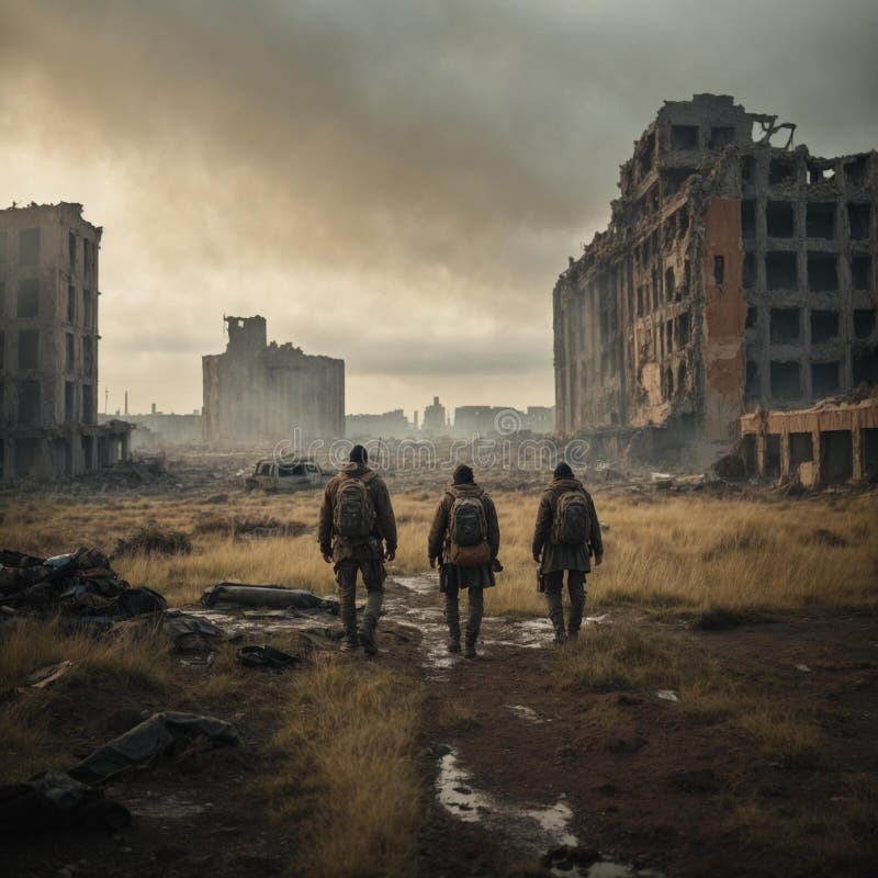 AI Generated Illustration of Three People Walking through a Post ...