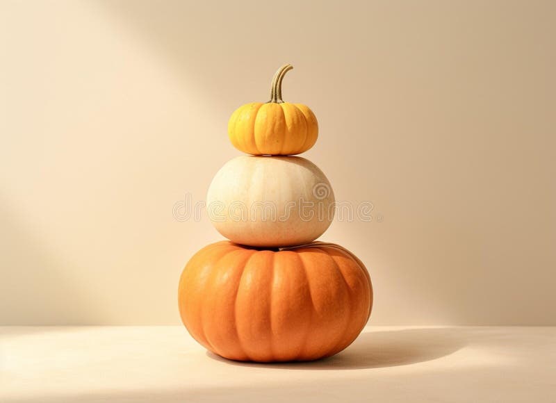 AI Generated Illustration of Three Pumpkins Stacked on One Another ...