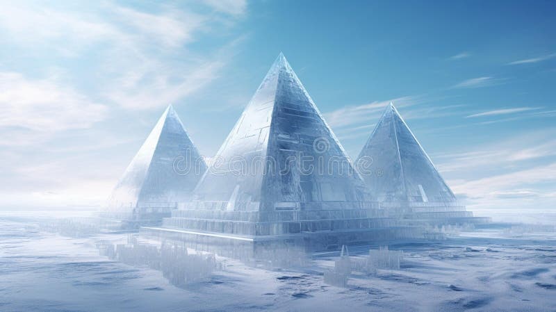 AI Generated Illustration of Three Pyramids Covered in Ice and Crystals ...