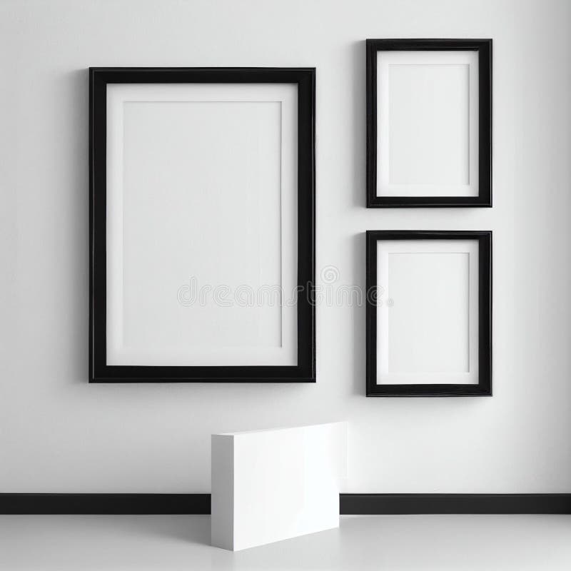 AI Generated Illustration of Three Rectangular White Frames with Black ...