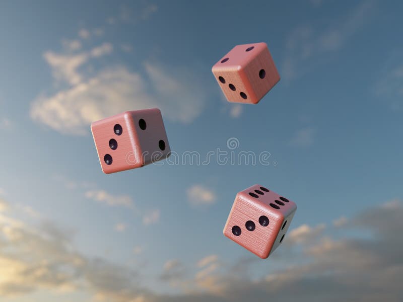 AI Generated Illustration of Three Red Dice Flying in the Sky Against a ...