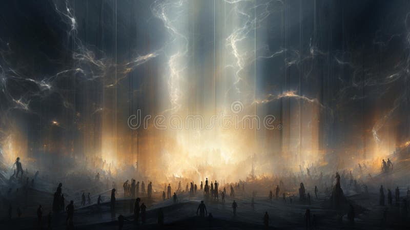AI-generated Illustration of a Thunderstorm, with Several People ...