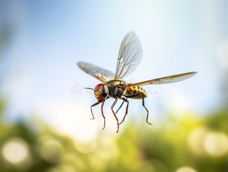 AI Generated Illustration of a Tiny Insect Soaring through a Bright ...