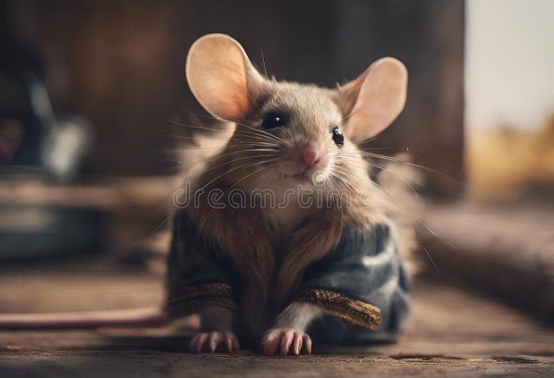 A Small Mouse in a Sweater Sitting on the Ground, with Its Paws on a ...