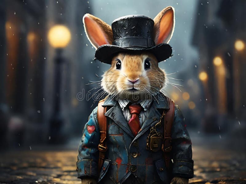 AI Generated Illustration of a Tiny Rabbit Dressed in a Suit, Tie and ...