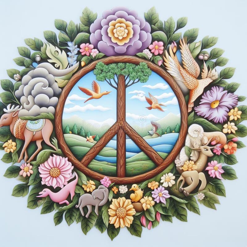 Illustration To Represent Peace Using Elements of Nature Such As ...