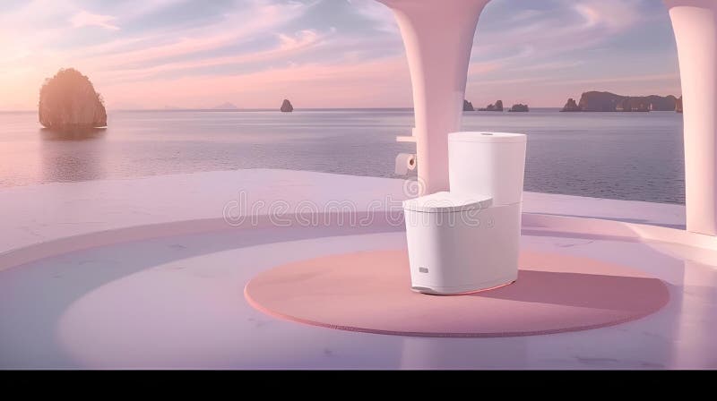 AI-generated Illustration of a Toilet in a Surreal Open Space with an ...