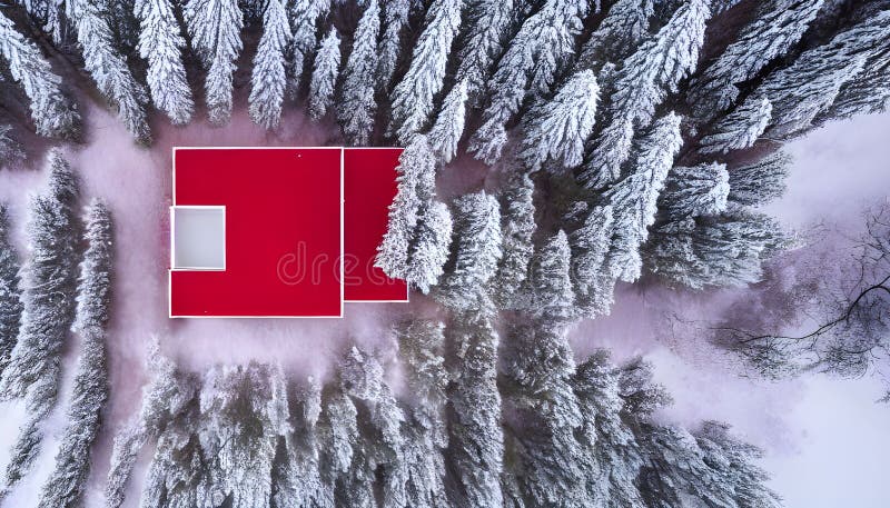 AI Generated Illustration of Top View of a Red Buildings Surrounded by ...