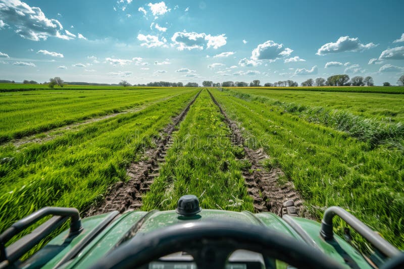 AI Generated Illustration of Tractor Driving through Crop Field ...