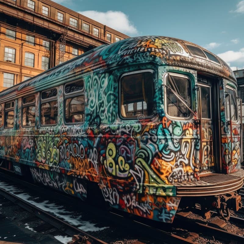 AI Generated Illustration of a Train with Its Body Covered in Colorful ...
