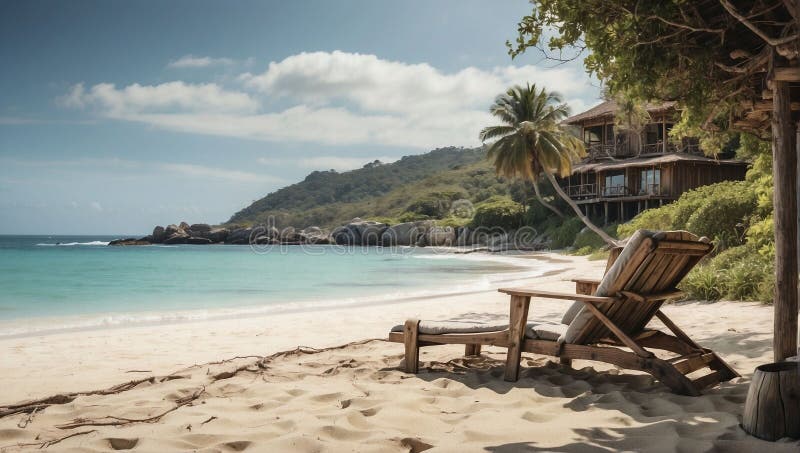 Tranquil Beachside Setting with a Brown Sandy Beach and Gentle Ocean Waves. Stock Photo - Image ...