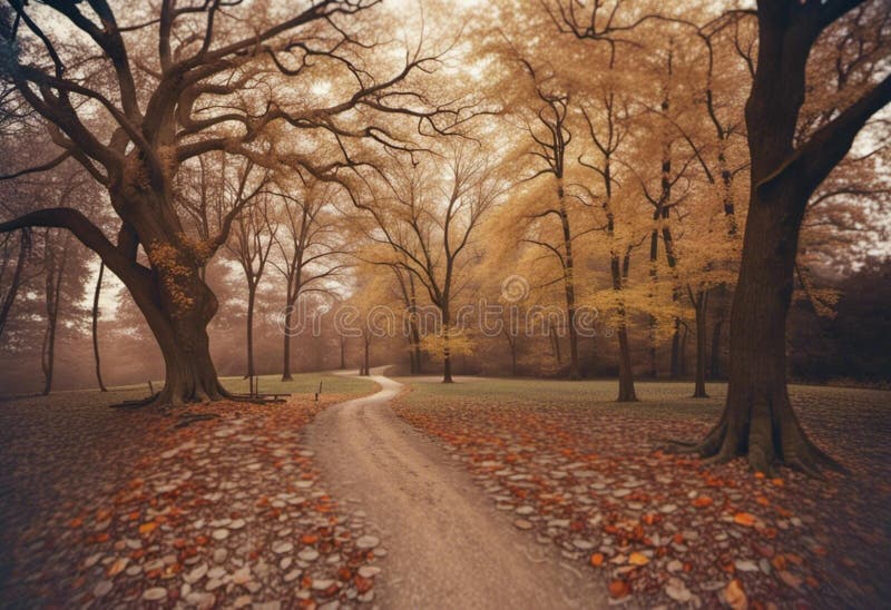 AI Generated Illustration of a Tranquil Path through a Picturesque Park ...