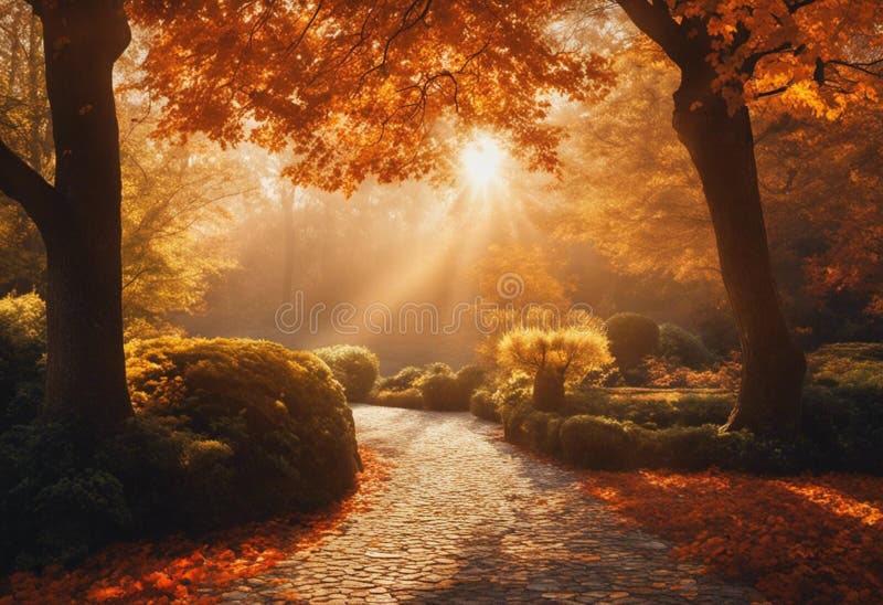 AI Generated Illustration of a Tranquil Scene of a Winding Pathway ...