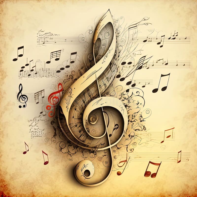 AI Generated Illustration of the Treble Clef Note on a Music Notebook ...
