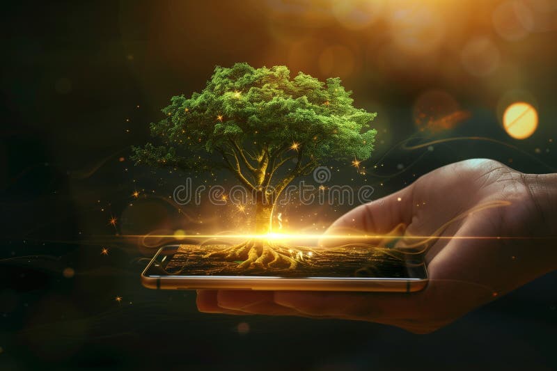The Image Has an Exploding Tree in it S Hands Stock Illustration ...