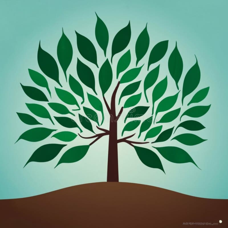 Illustration of Trees Whose Leaves are Symbols of Positive Messages and ...