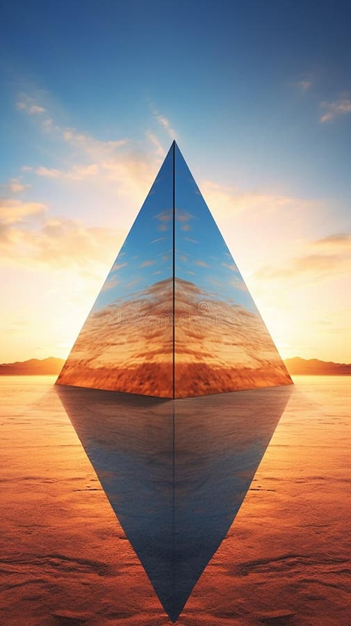 AI Generated Illustration of a Triangle Mirror, with the Desert ...