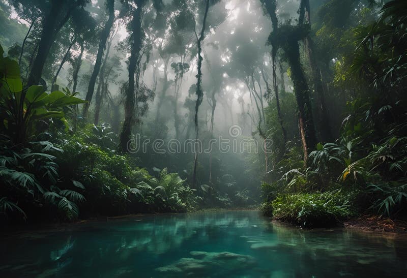 AI Generated Illustration of a Tropical Rainforest Setting Featuring ...