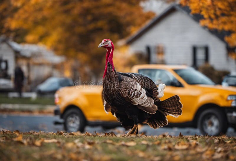 AI Generated Illustration of a Turkey Walking Down a Path Lined with ...