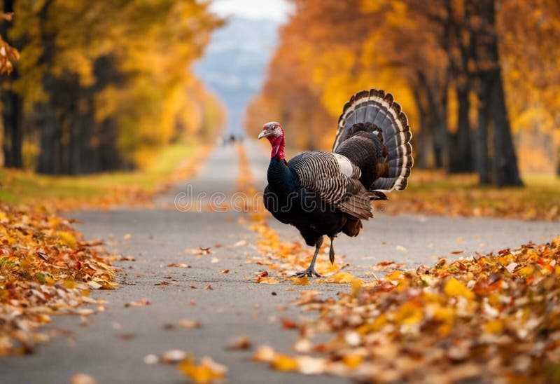 AI Generated Illustration of a Turkey Walking Down a Path Lined with ...