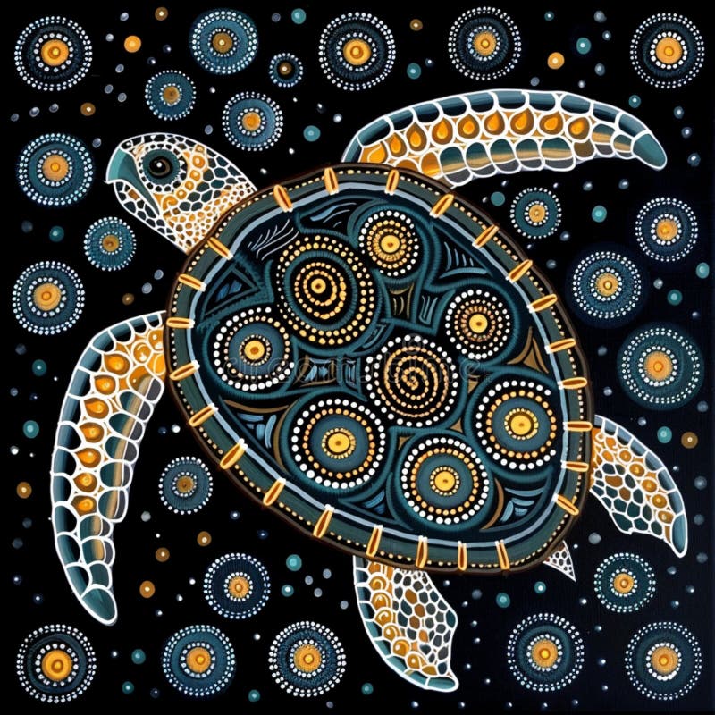 AI Generated Illustration of a Turtle Painted with Traditional ...