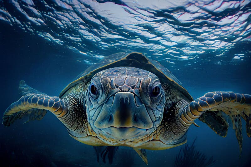 AI Generated Illustration of Turtle in Water Stock Illustration ...