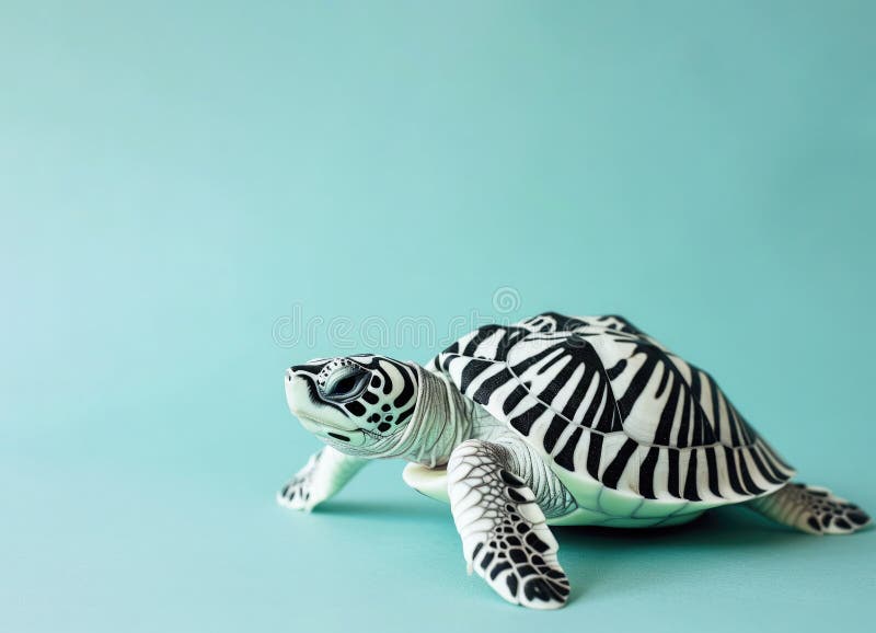 AI Generated Illustration of a Turtle with a Zebra Pattern Against a ...