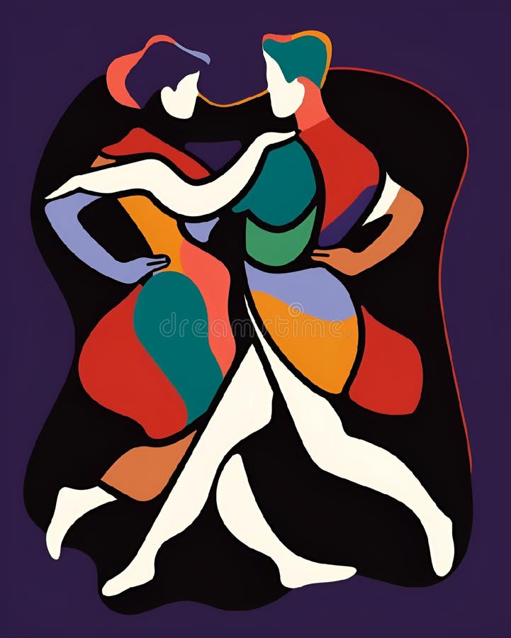 AI Generated Illustration of Two Abstract, Vibrant Dancing Figures ...