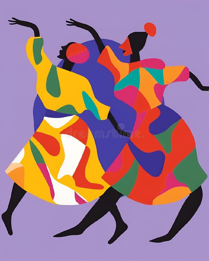 AI Generated Illustration of Two Abstract, Vibrant Dancing Figures ...