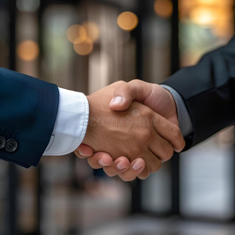 AI Generated Illustration of Two Confident Men Shaking Hands in ...