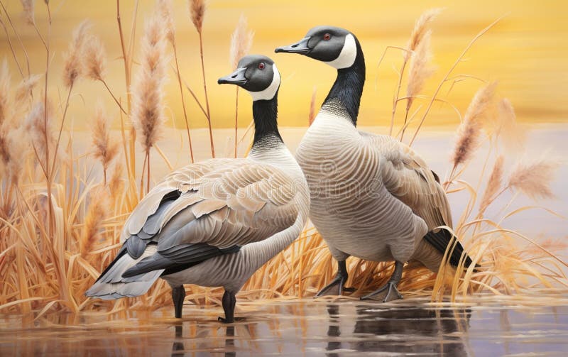 AI Generated Illustration of Two Ducks Standing Side by Side on the ...