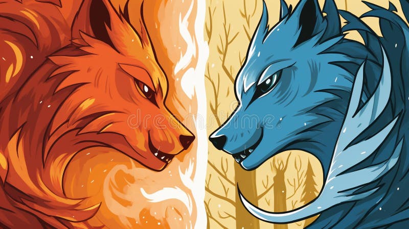 AI-generated Illustration of Two Fantastical Creatures in a Dramatic ...