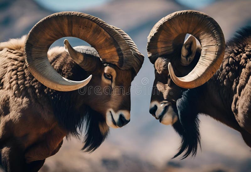 AI Generated Illustration of Two Goats with Long Horns Stock ...