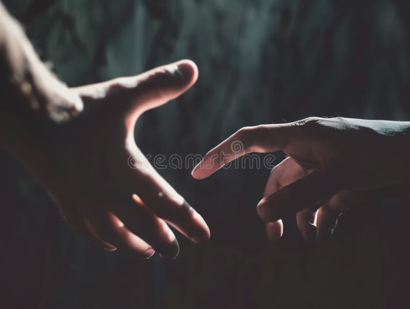 AI Generated Illustration of Two Individuals Extending Hands for a ...