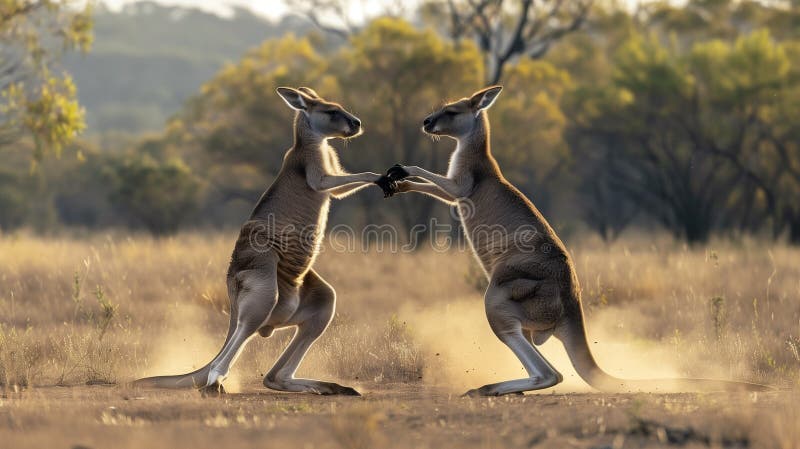AI Generated Illustration of Two Kangaroos Engaging in a Classic Boxing ...
