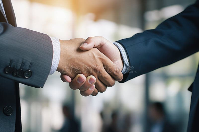 Two Men Shake Hands with Each Other As they Stand in Front of People Stock Photo - Image of ...