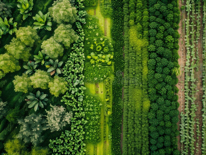 Two Rows of Trees and Fields in the Same Direction of a Grassy Green ...