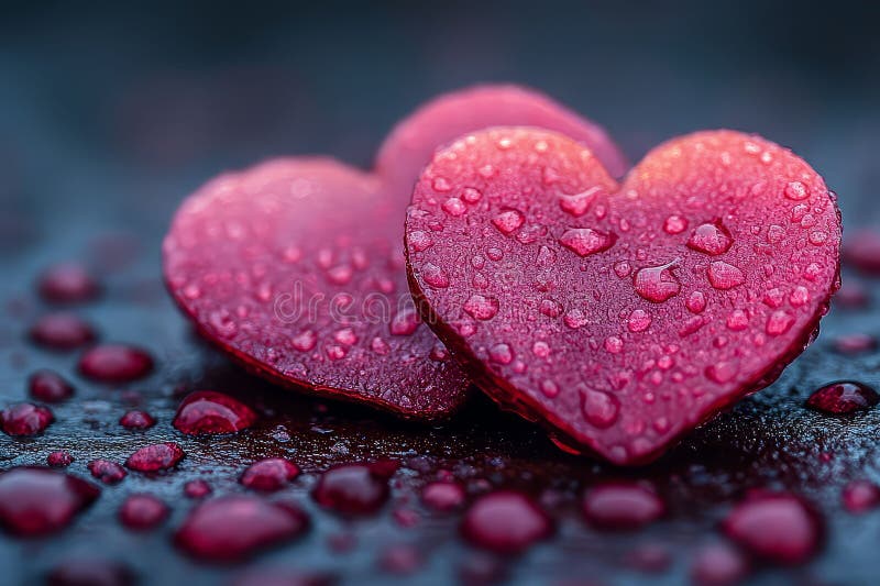 AI-generated Illustration of Two Red Heart-shaped Objects with Water ...